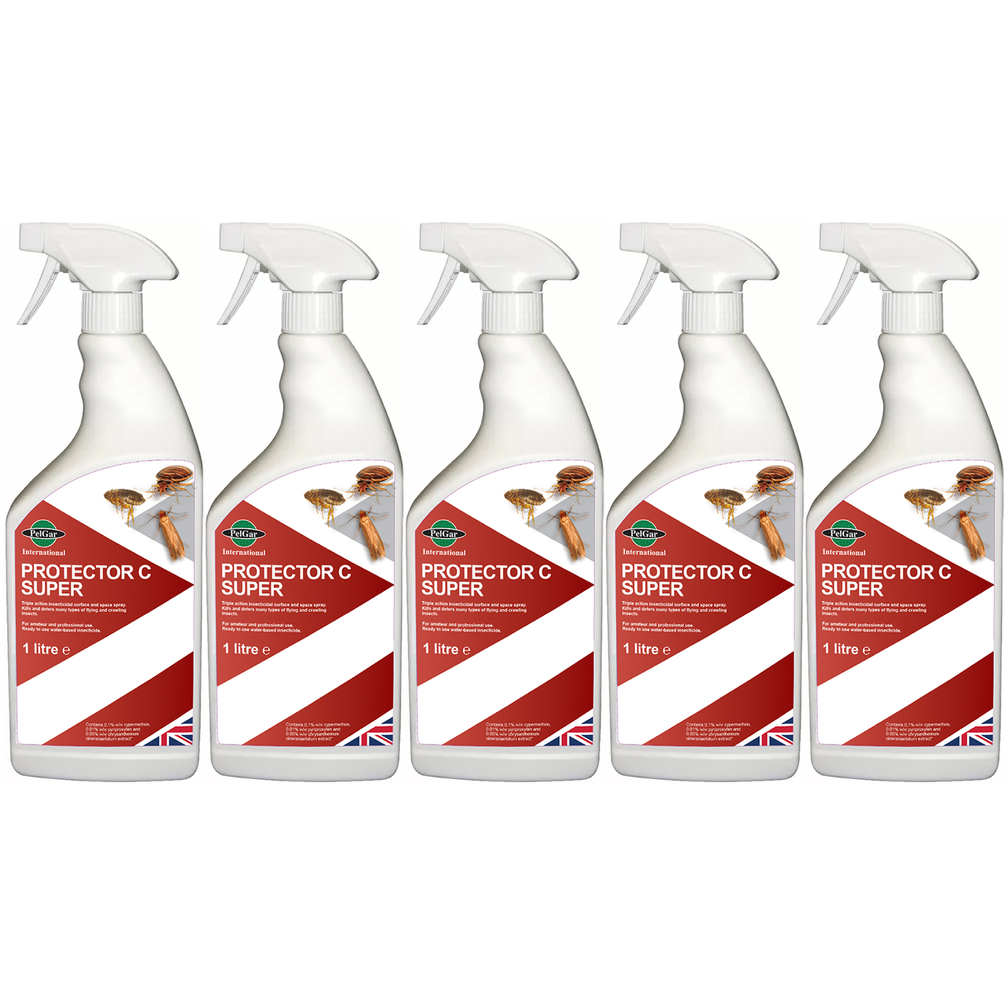 5 X 1 LITRES PROTECTOR C INSECTS BED BUG FLEA FLEAS MOTH KILLER SPRAY ...