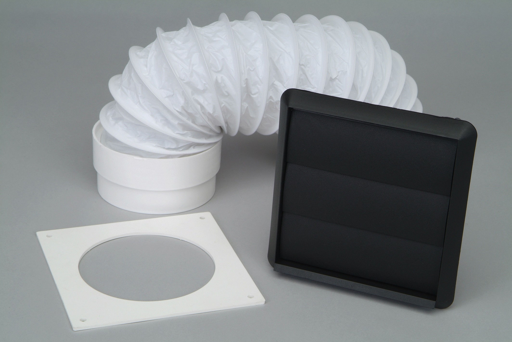 Wall Vent PVC Kit Tumble Dryer External Extractor Black Gravity Grille ...