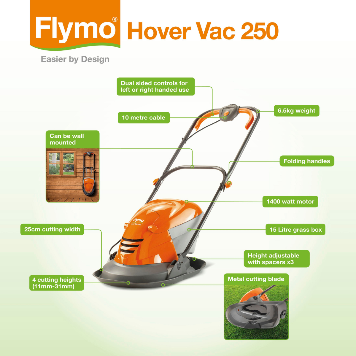 Flymo Hover Vac 250 Hover Collect Mower - Certified Refurbished ...