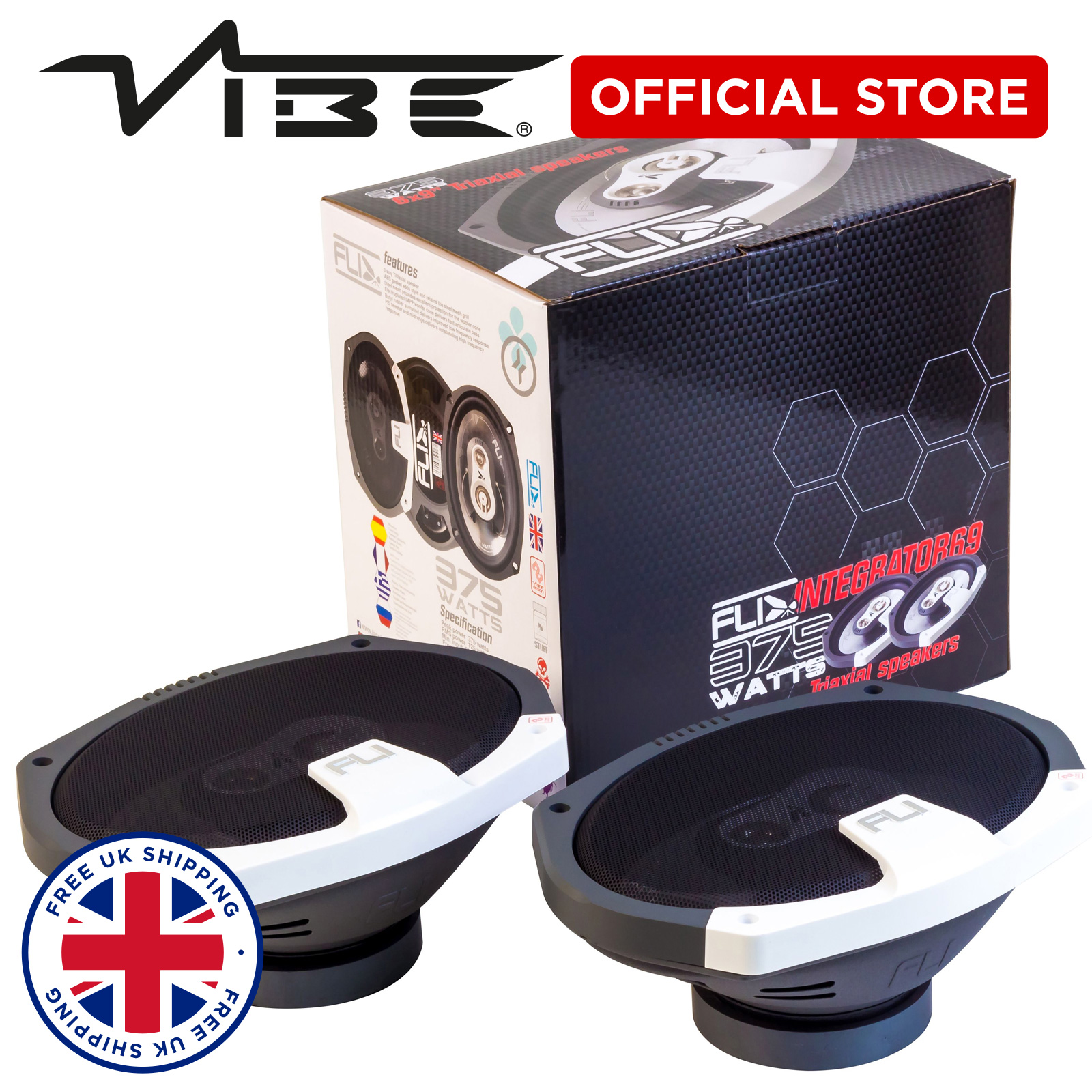 FLI VIBE 6x9" 375w Peak Car Audio 125w RMS 3 Way Coaxial Speakers ...