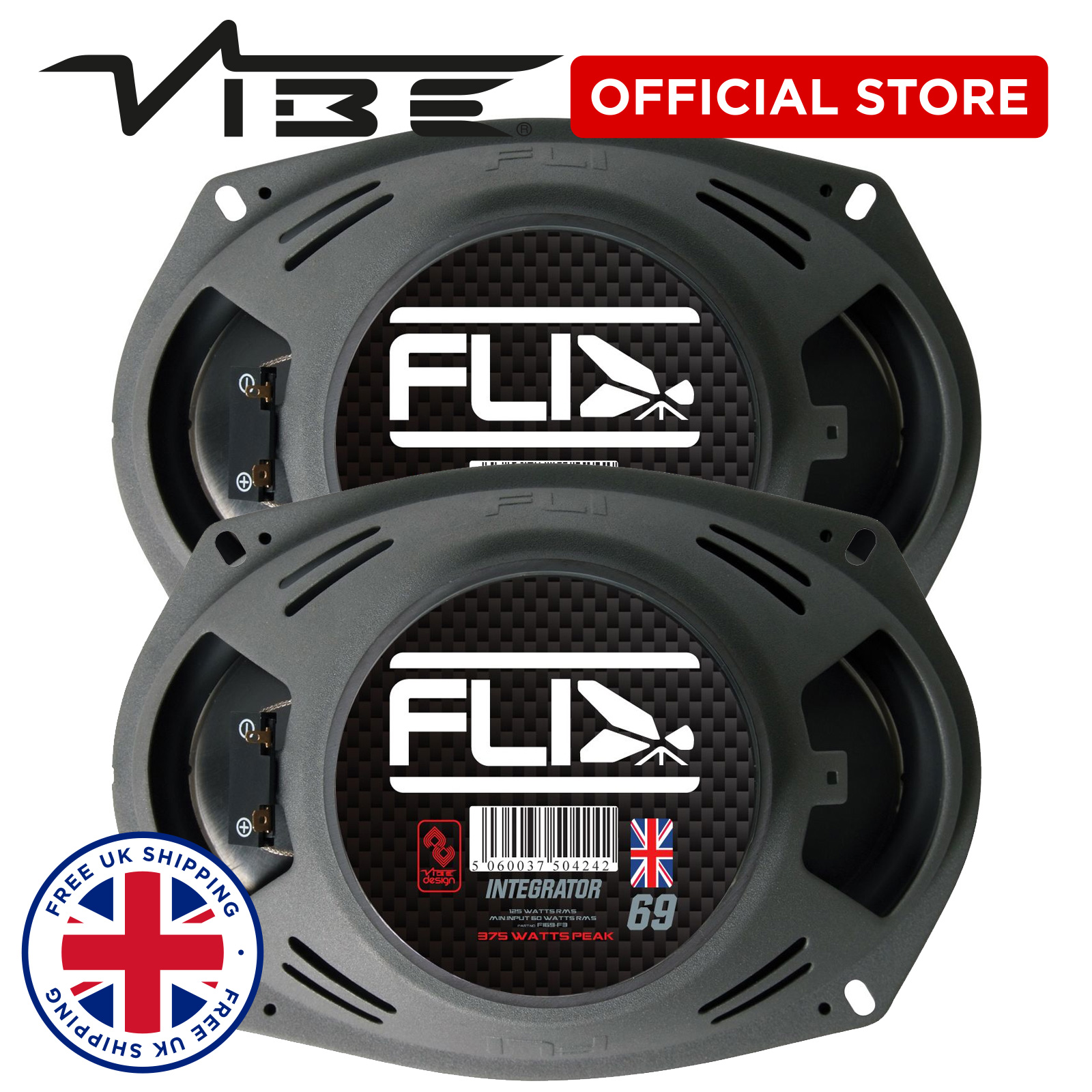 FLI VIBE 6x9" 375w Peak Car Audio 125w RMS 3 Way Coaxial Speakers ...
